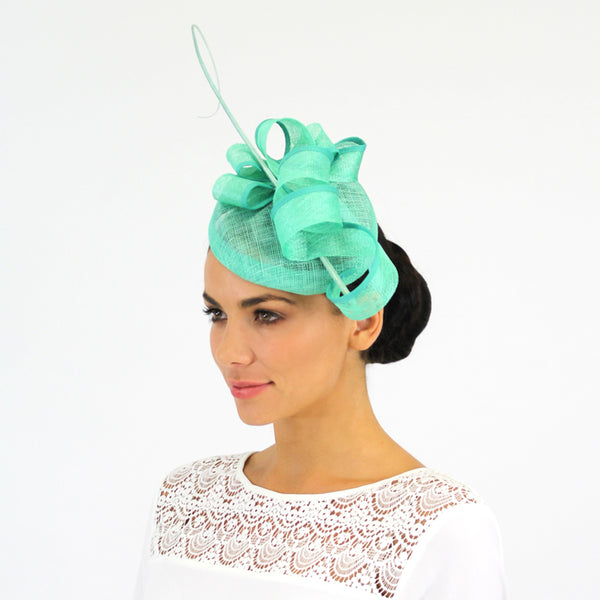 Jendi Fascinator with Loops in Mint on a Headband – Get Racy